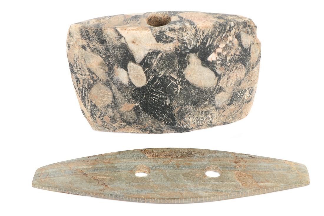 Native Americn Gorget And Banner Stone