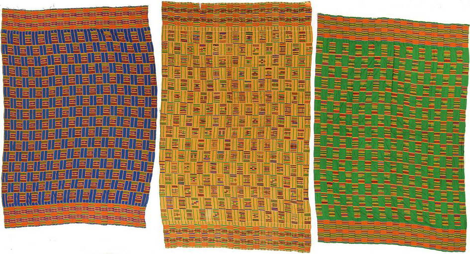 Three Large African Ashanti Kente Cloth Textiles