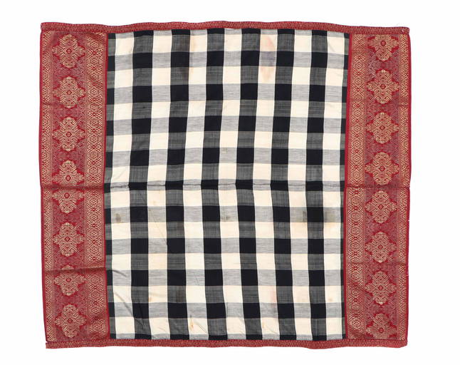 Balinese "saput Poleng" Silk Textile With Songket,