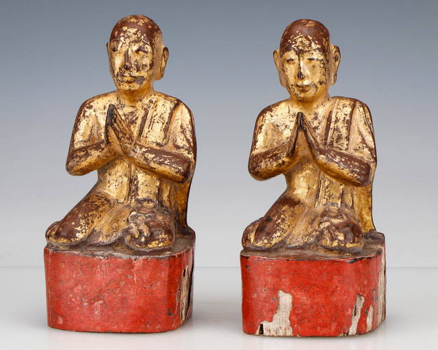 Two Burmese Lacquer and Giltwood Arhat Monk Figures, - Feb 23, 2022 ...