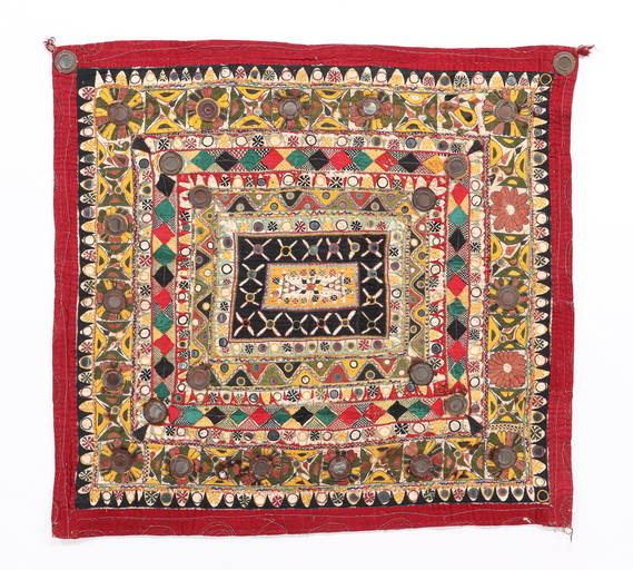 Finely Embroidered Chakla W. Mirror Work, Early Mid 20th C.