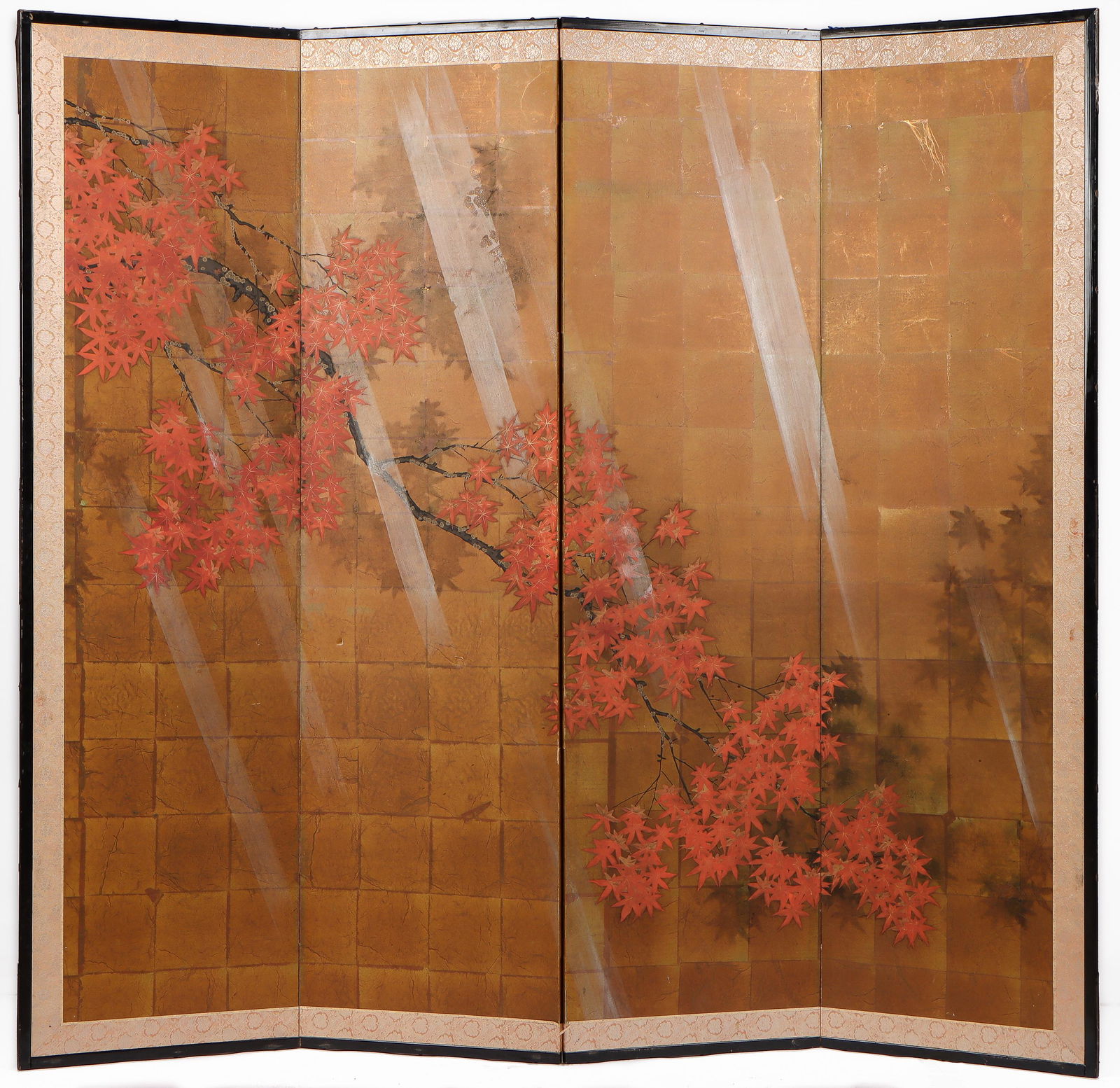 Antique Japanese 4 Panel Screen