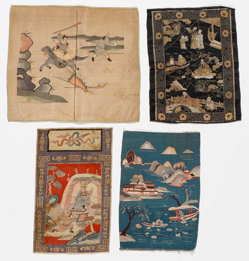 3 Antique Kesi Textile Panels And One Silk Brocade, China (#0480) on ...