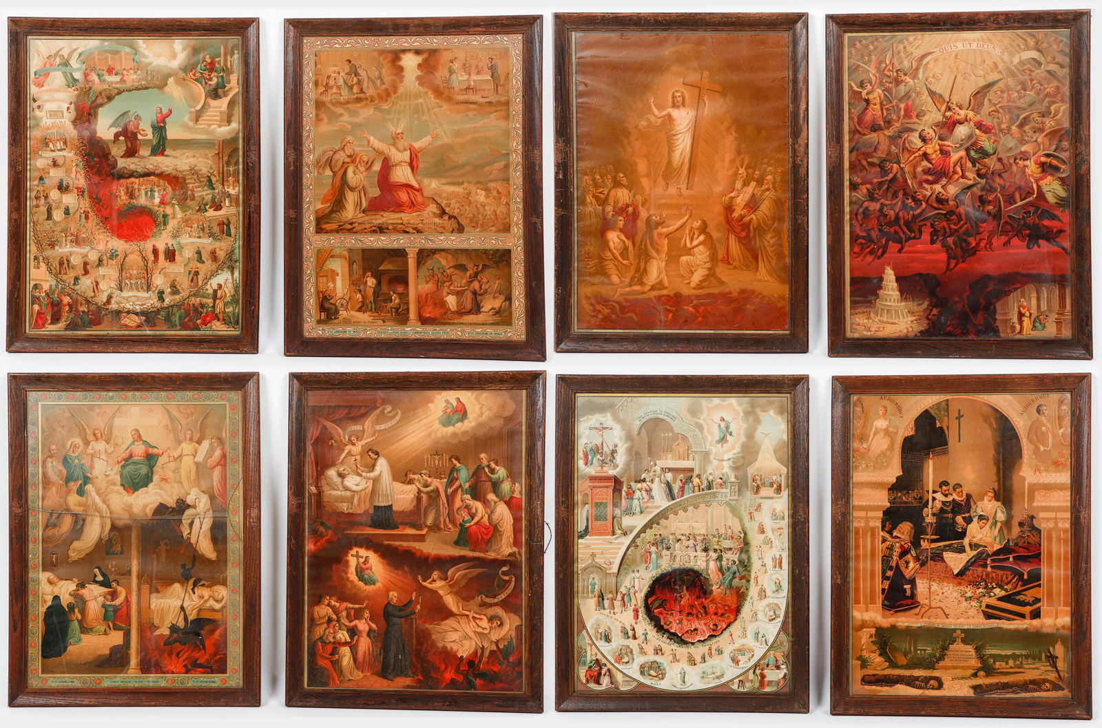 8 Antique French Religious Chromolithograph Prints