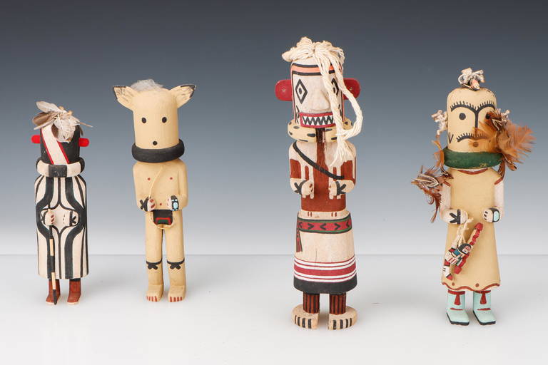 4 Native American Hopi Kachina Dolls By Fred Ross