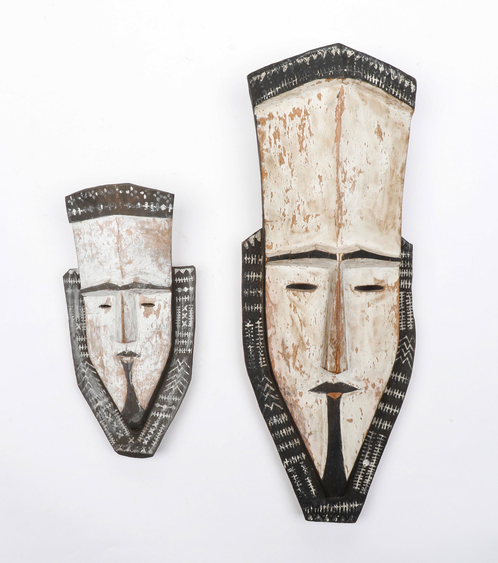 2 Micronesian Tapuanu Masks, Mortlock Or Caroline Islands