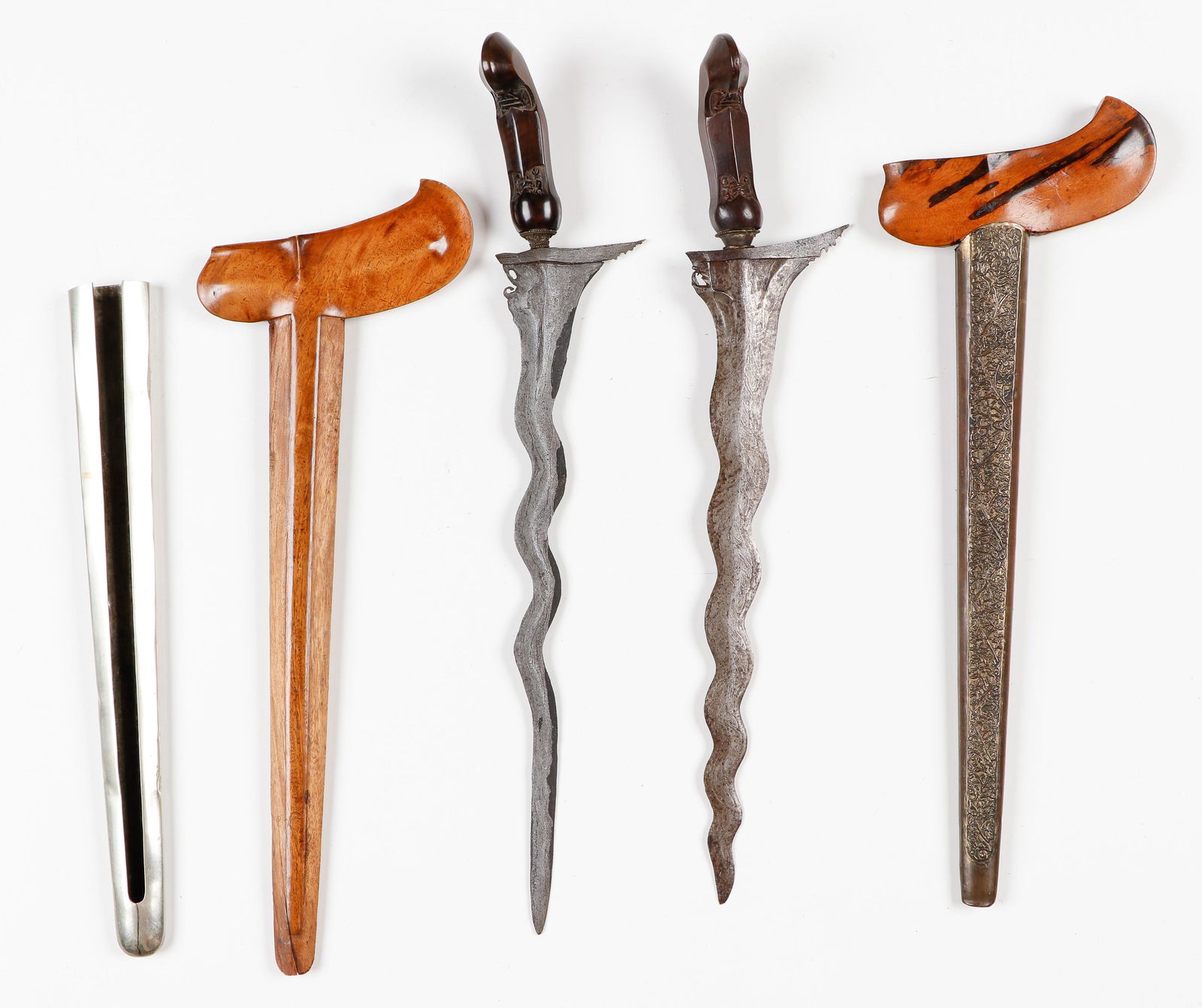 2 Javanese Keris Daggers With Sheaths, Indonesia