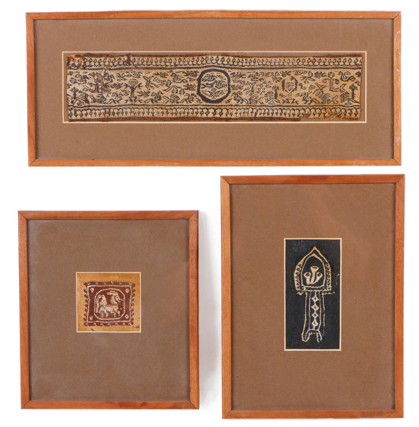 3 Antique Coptic Textile Fragments Auction