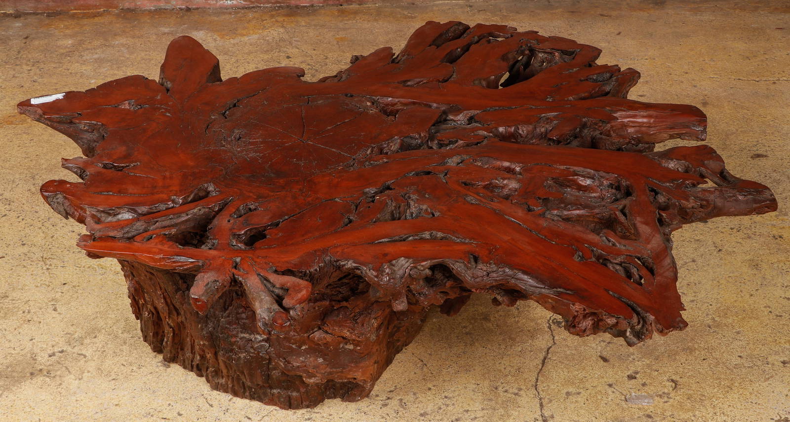 Modernist Lychee Wood Free Edge Slab Coffee Table, 17'' X 56.5'' X 42 ...