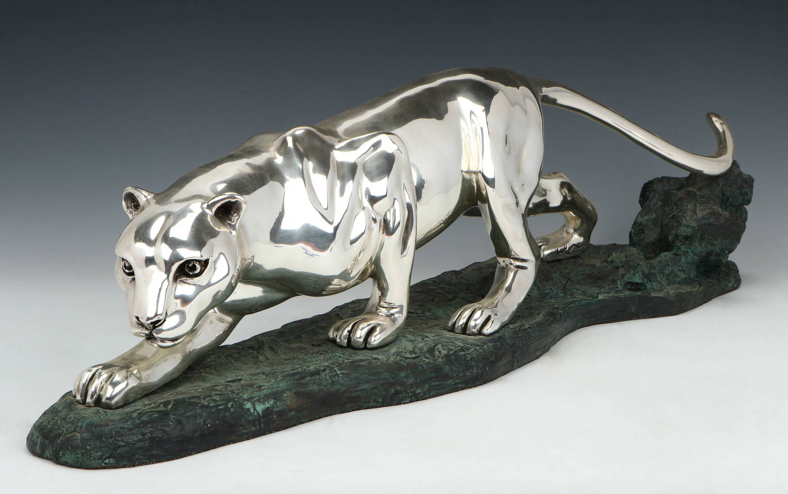 D'argenta "stealthy Panther" Silver Plate Sculpture Auction