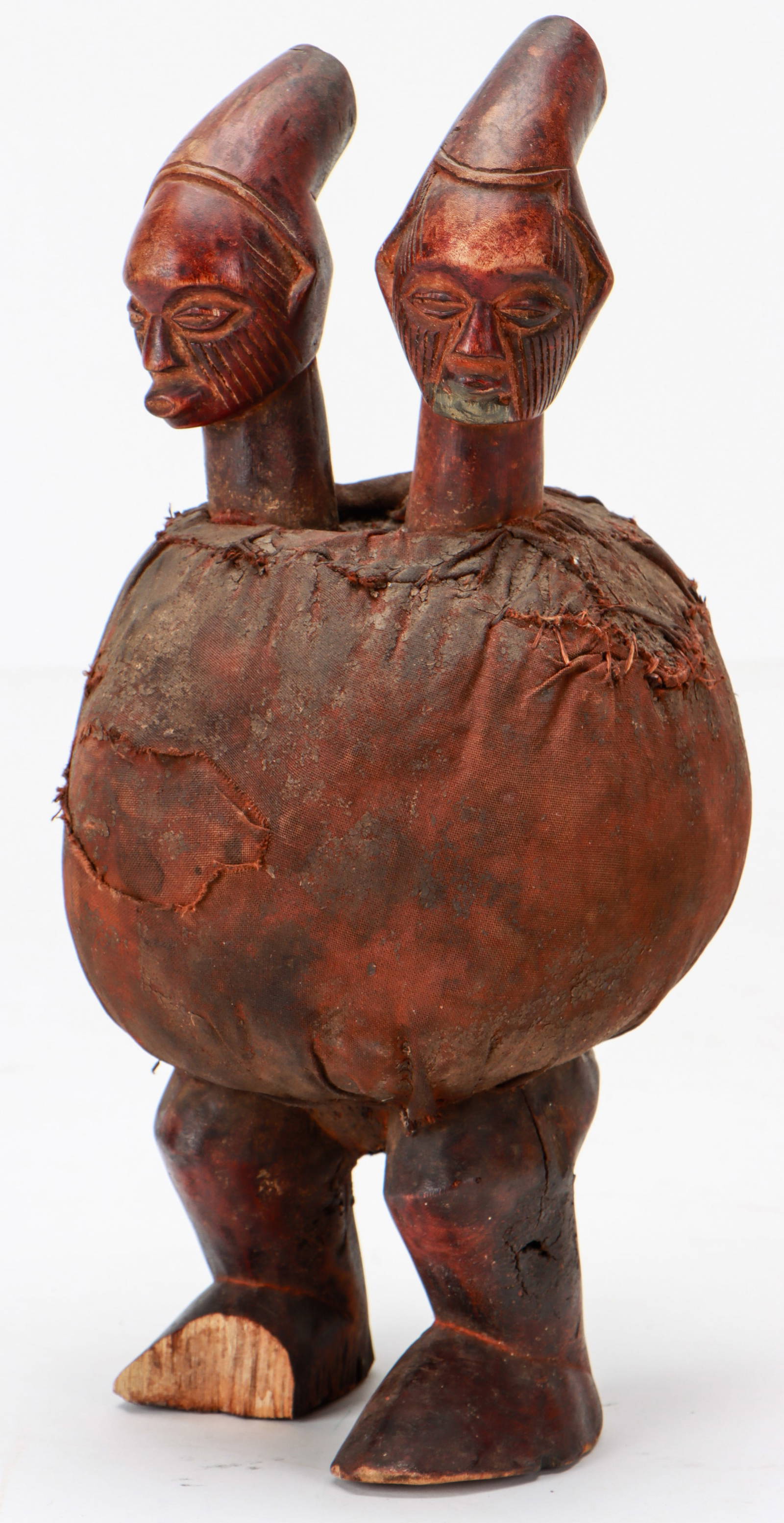 African Teke Double Head Fetish Power Figure, Drc Auction