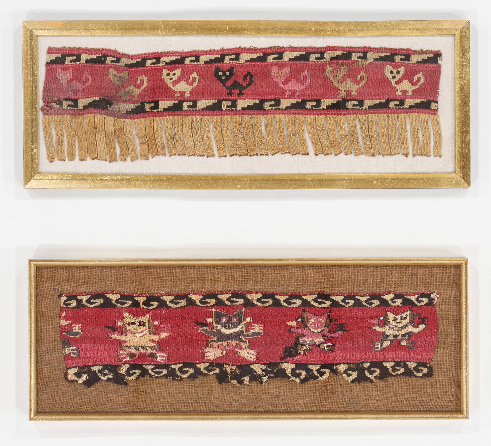 2 Pre-columbian Framed Cat Textiles Auction