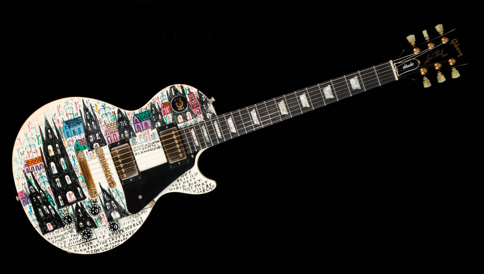 Howard Finster (1916-2001) Hand Painted Gibson Les Paul Guitar Auction