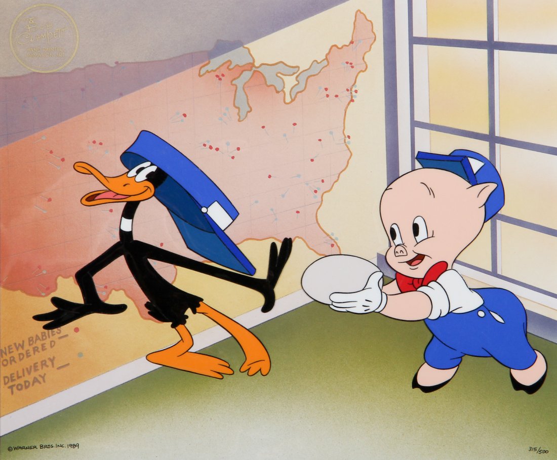 063: Daffy Duck and Porky Pig Hand Painted Cel