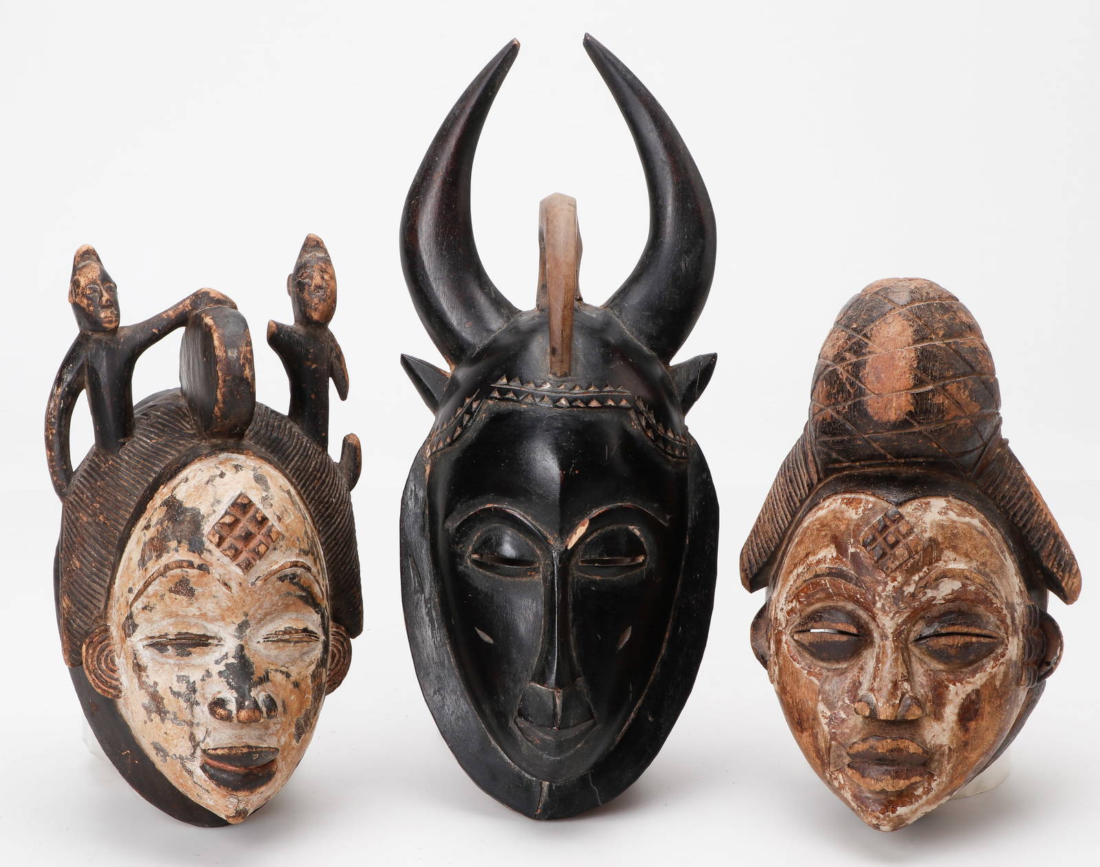 Collector's Lot Of 3 Vintage African Masks Auction