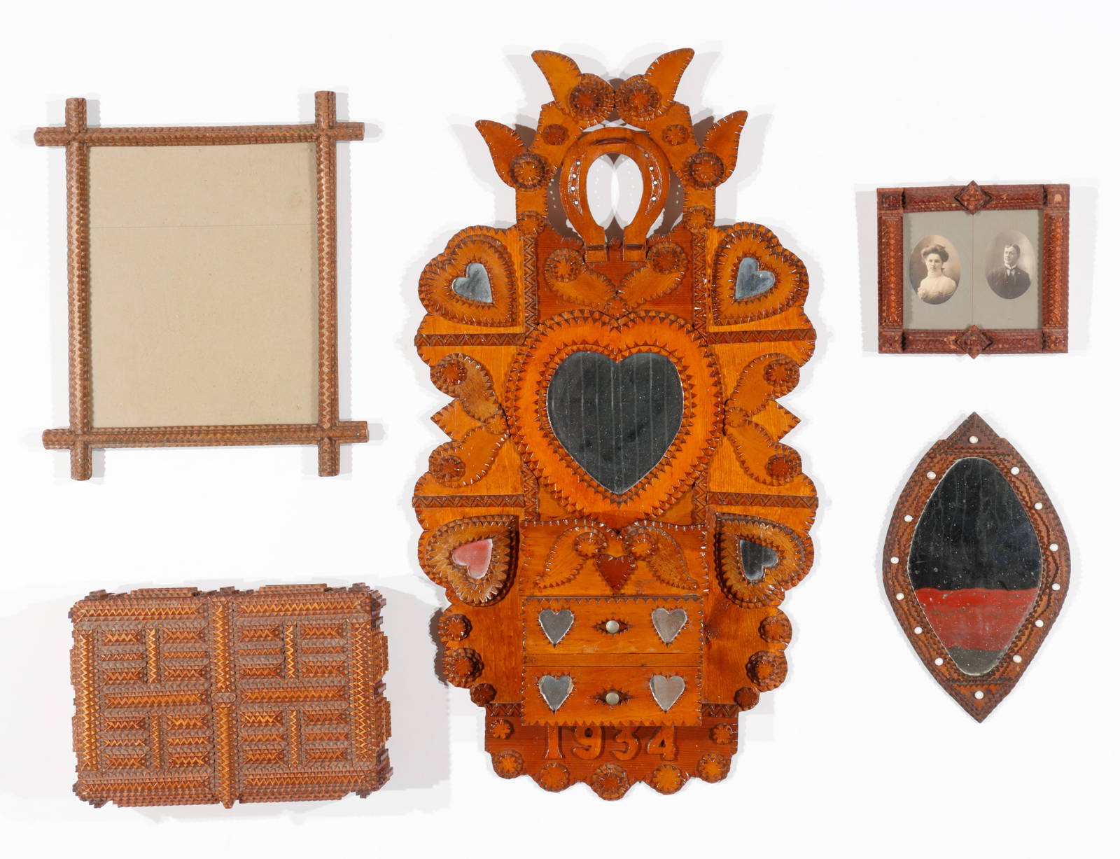 Collector's Lot Of Tramp Art (5 Pieces) Auction