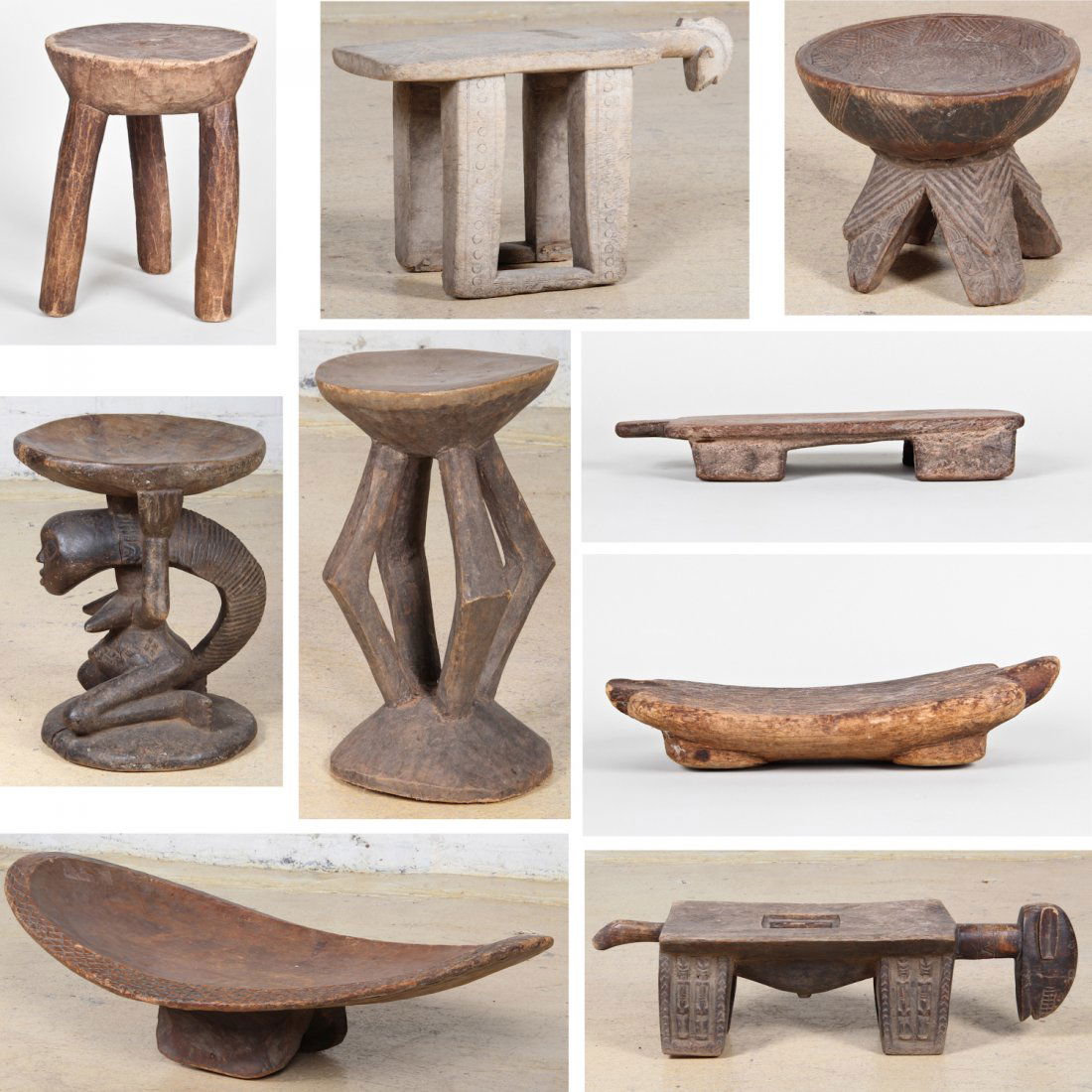 Collection of Nine African Stools - Feb 24, 2013 | Material Culture in PA