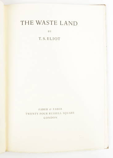 Ts Eliot, The Waste Land, Signed And Numbered