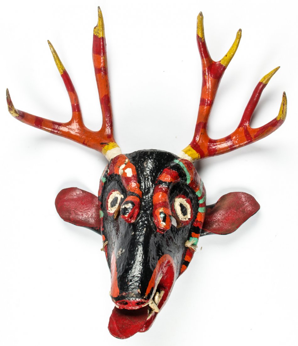 Vintage Mexican Pastorela Dance Mask, Huacana,