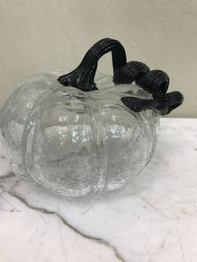 Unique Hand Blown Glass Clear Pumpkin