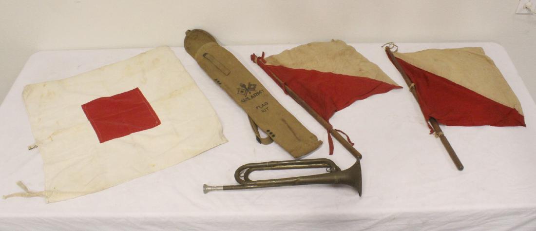 Us Military Bugle And A Wwi Signal Flag Set