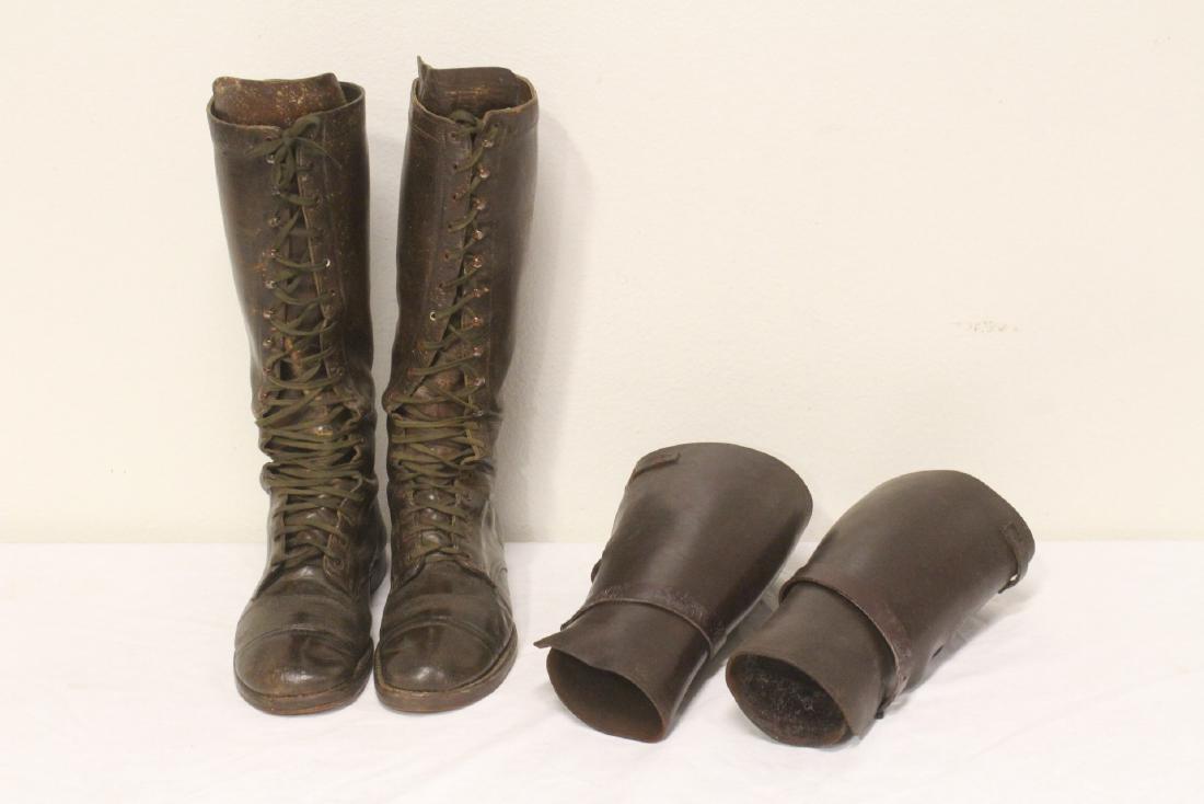 Pair Us Wwi Cavalry Leather Boots And Puttees