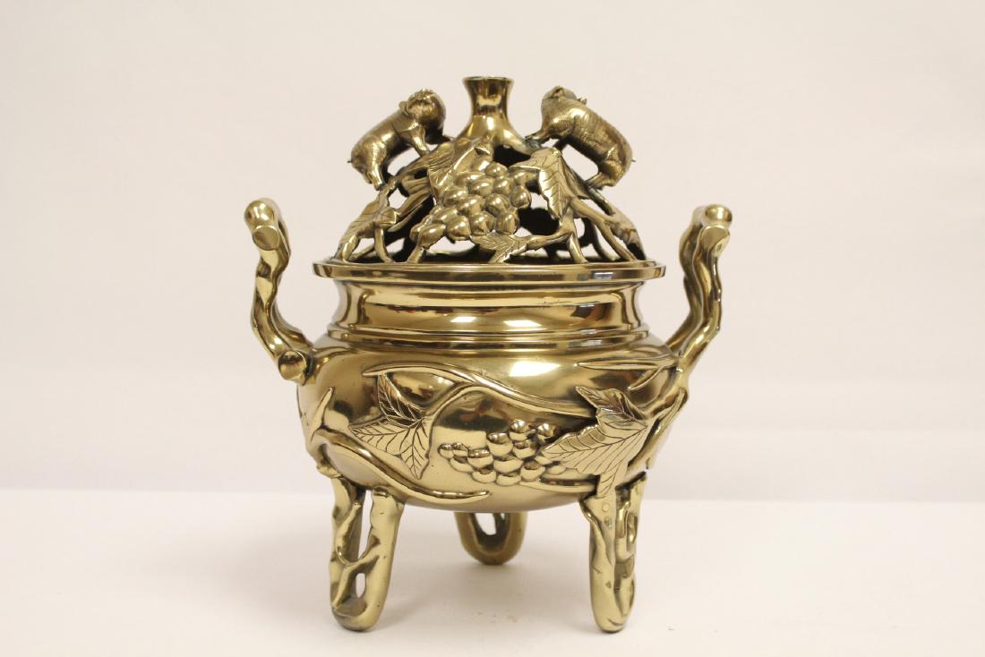 Large Chinese brass censer