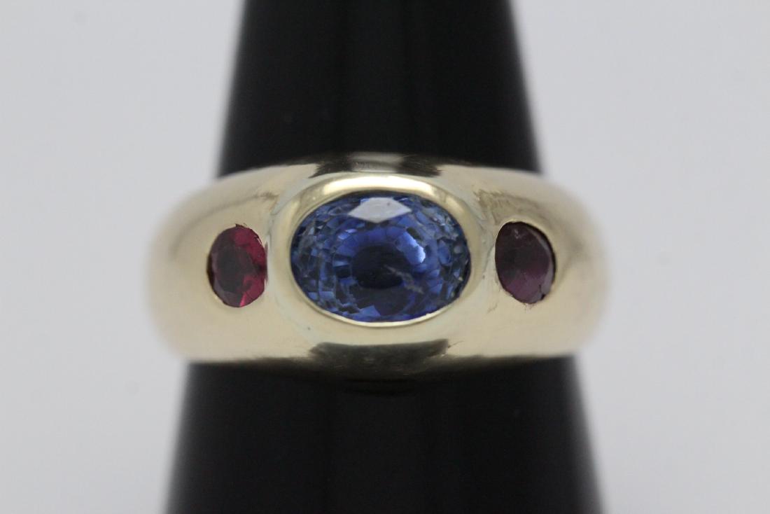 14K Y/G Cylon sapphire ruby ring w/ GIA certificate