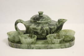 4 Carved Jade Tea Cups