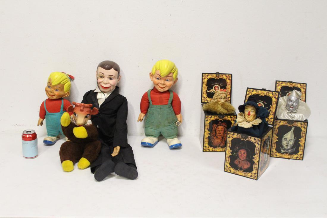 4 Vintage Puppets, And 3 Popup Toys