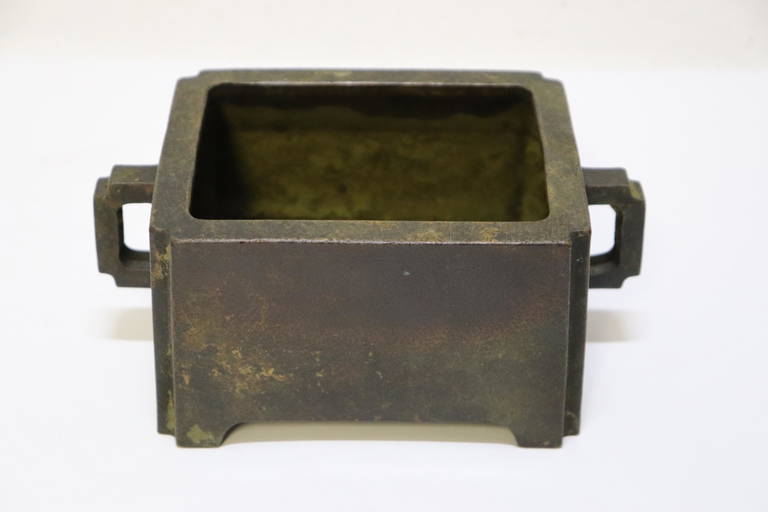 Chinese Very Heavy Rectangular Bronze Censer