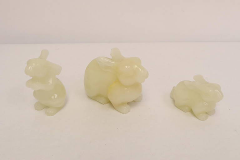 3 Chinese Agate(?) Carved Rabbits