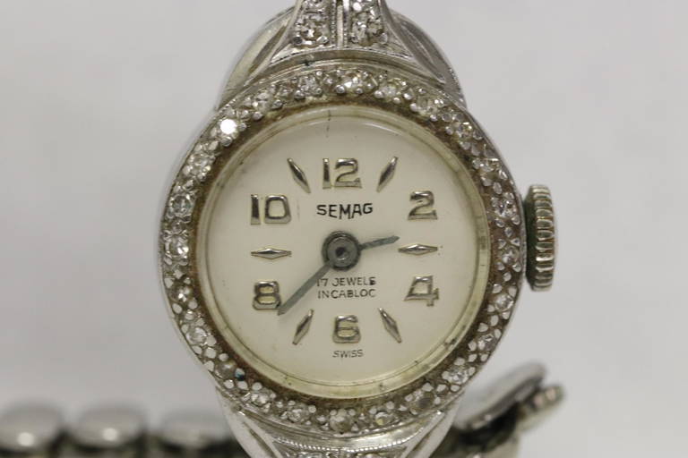 Lady's Platinum Diamond Wrist Watch By Semag