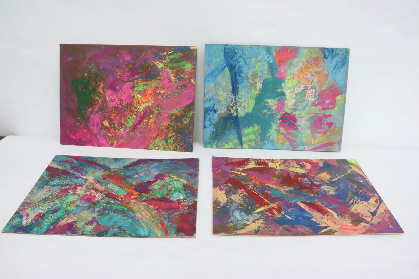 4 Original Fluorescent Paintings By John Plumer Ludlum