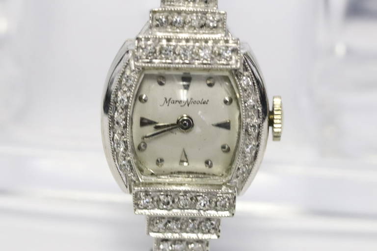 14k W/g Marc Nicolet Lady's Diamond Watch