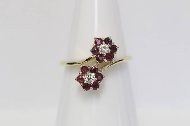 Beautiful Diamond Ruby Pinky Ring