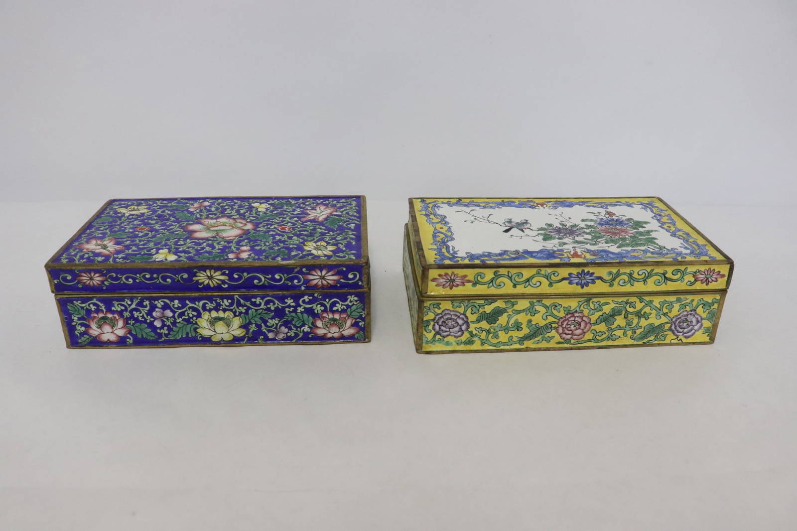 2 Chinese Vintage Enamel On Copper Boxes Auction