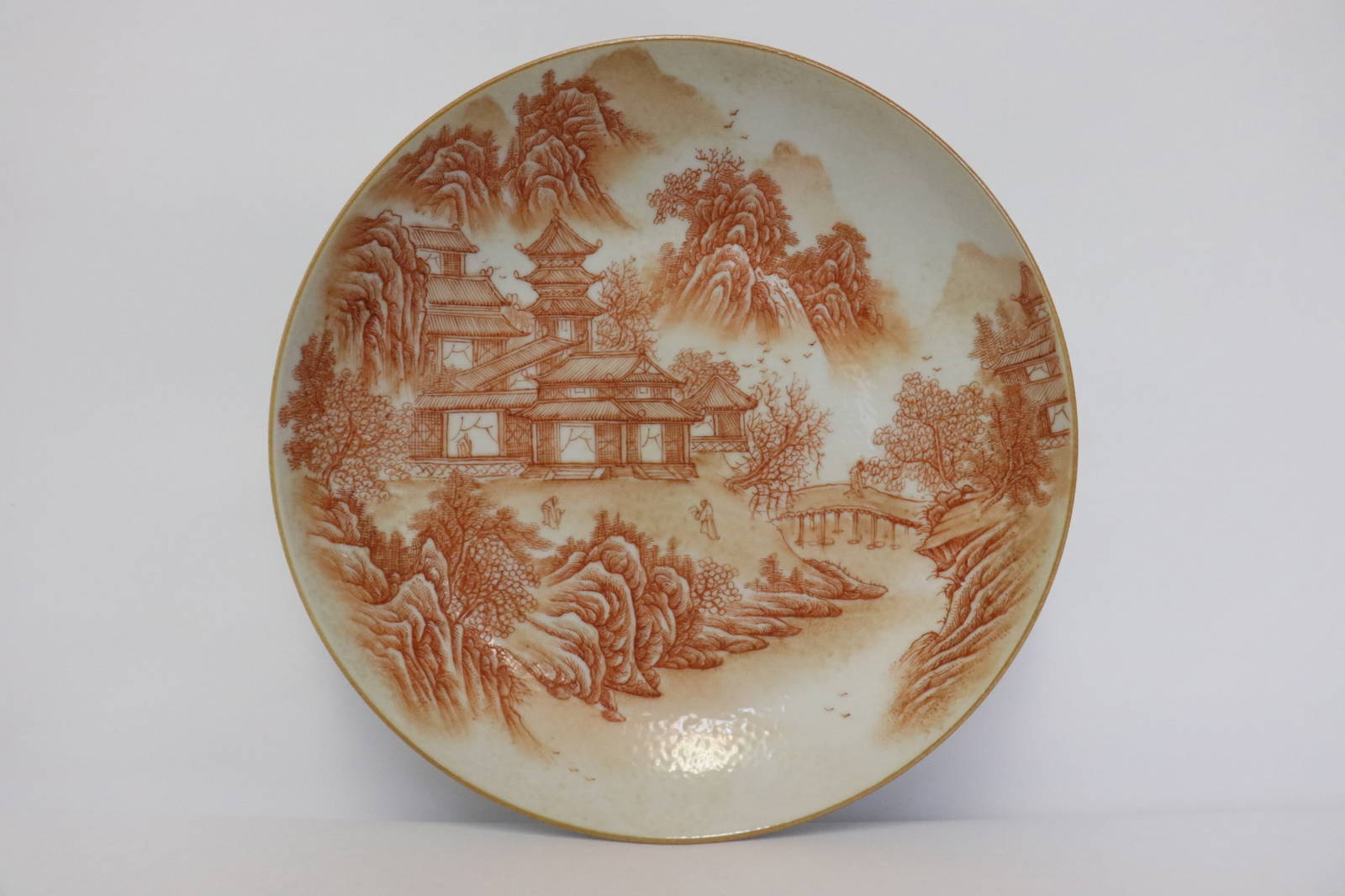 A Beautiful Chinese Red And White Porcelain Plate Auction