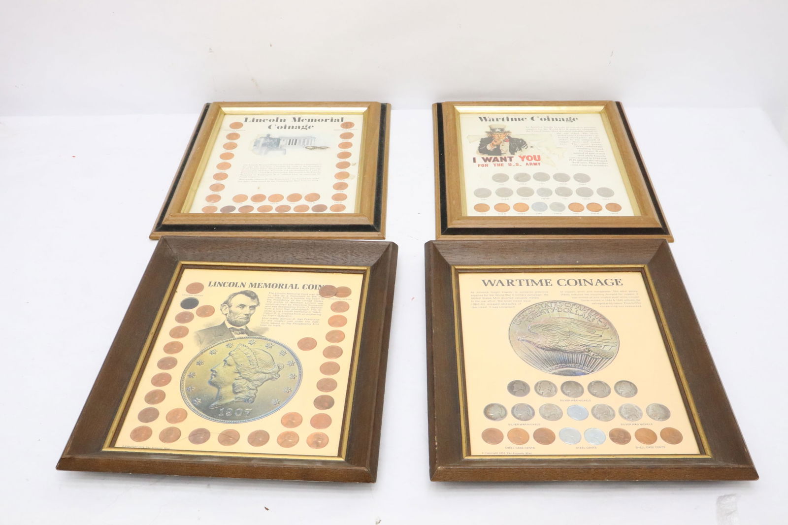 2 Panels Of Wartime Coins, & 2 Panels Of Lincoln Coins Auction