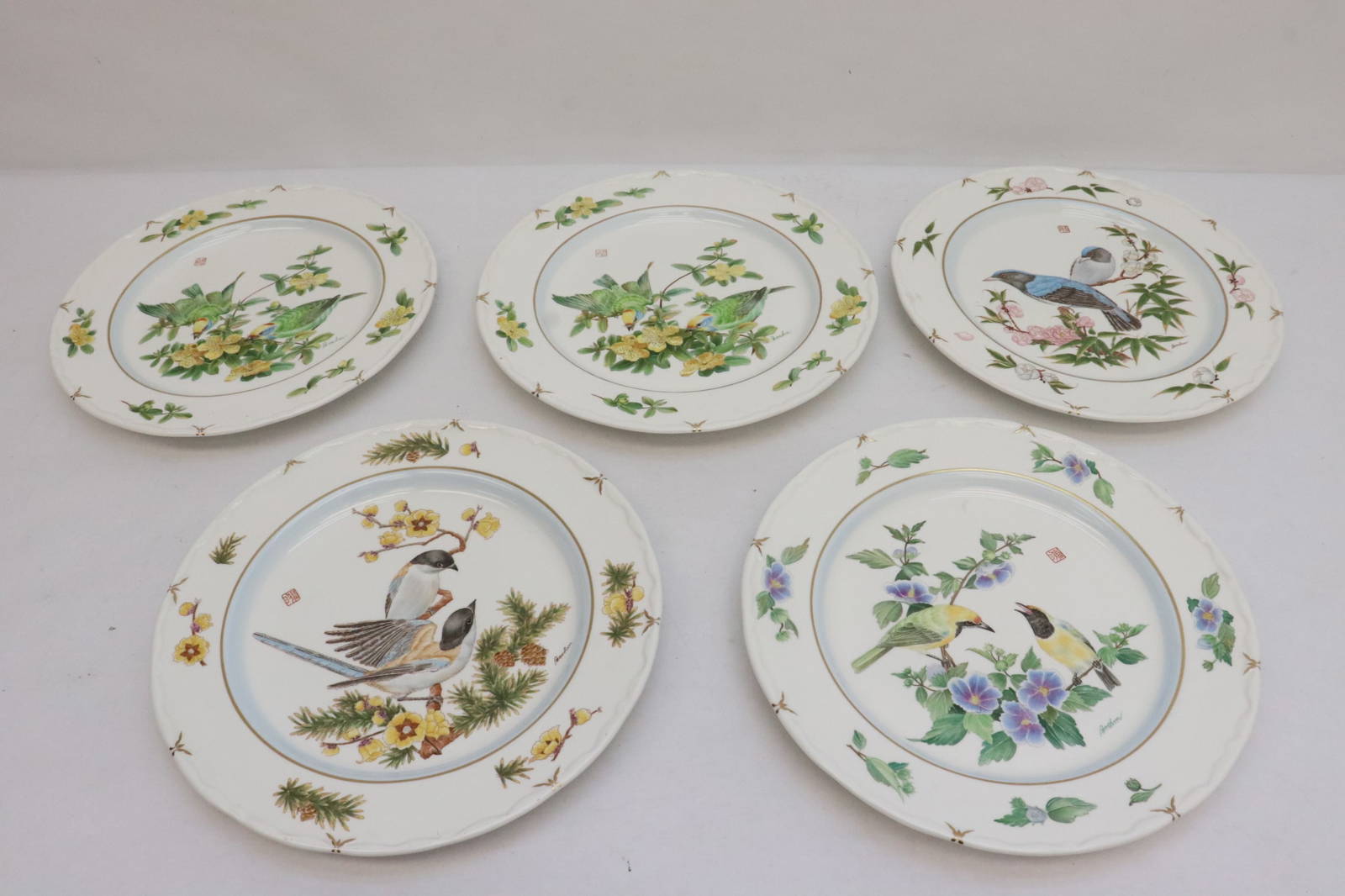 5 Hand Painted Boehm Porcelain Plates Auction
