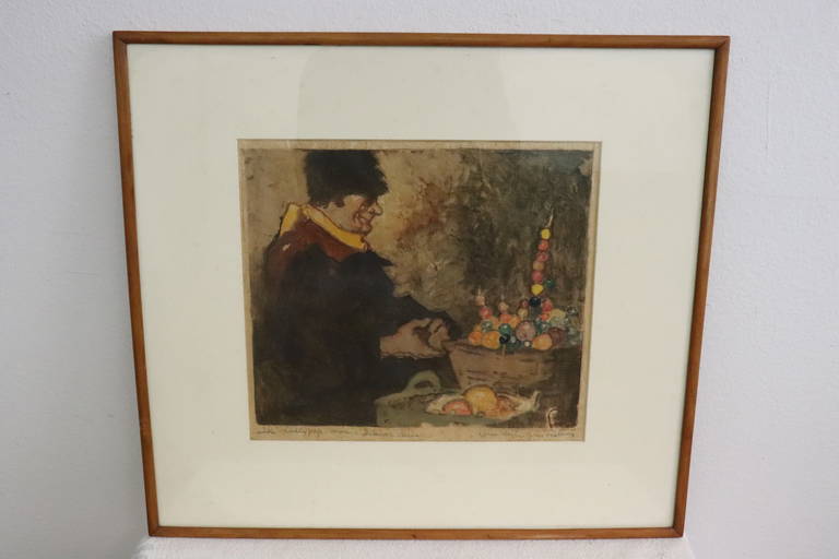 Etching In Color "the Lollipop Man", Signed