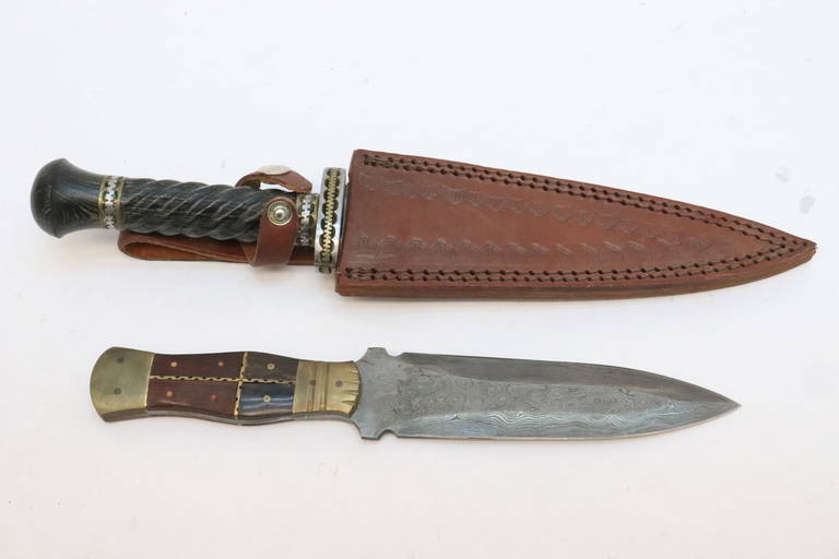 2 Damascus Steel Double Edged Dagger