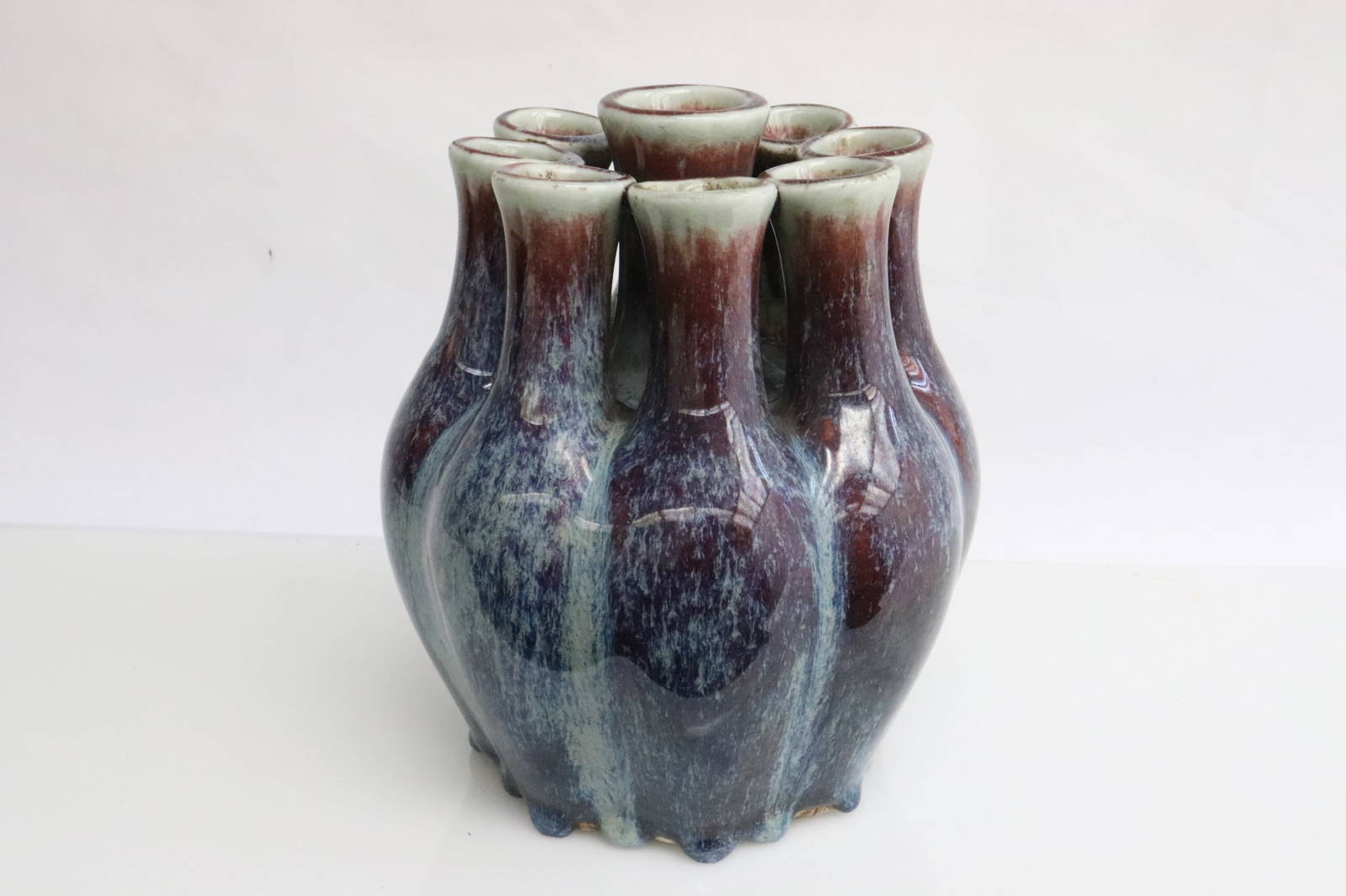 Unusual Splash Red Multi-hole Vase Auction