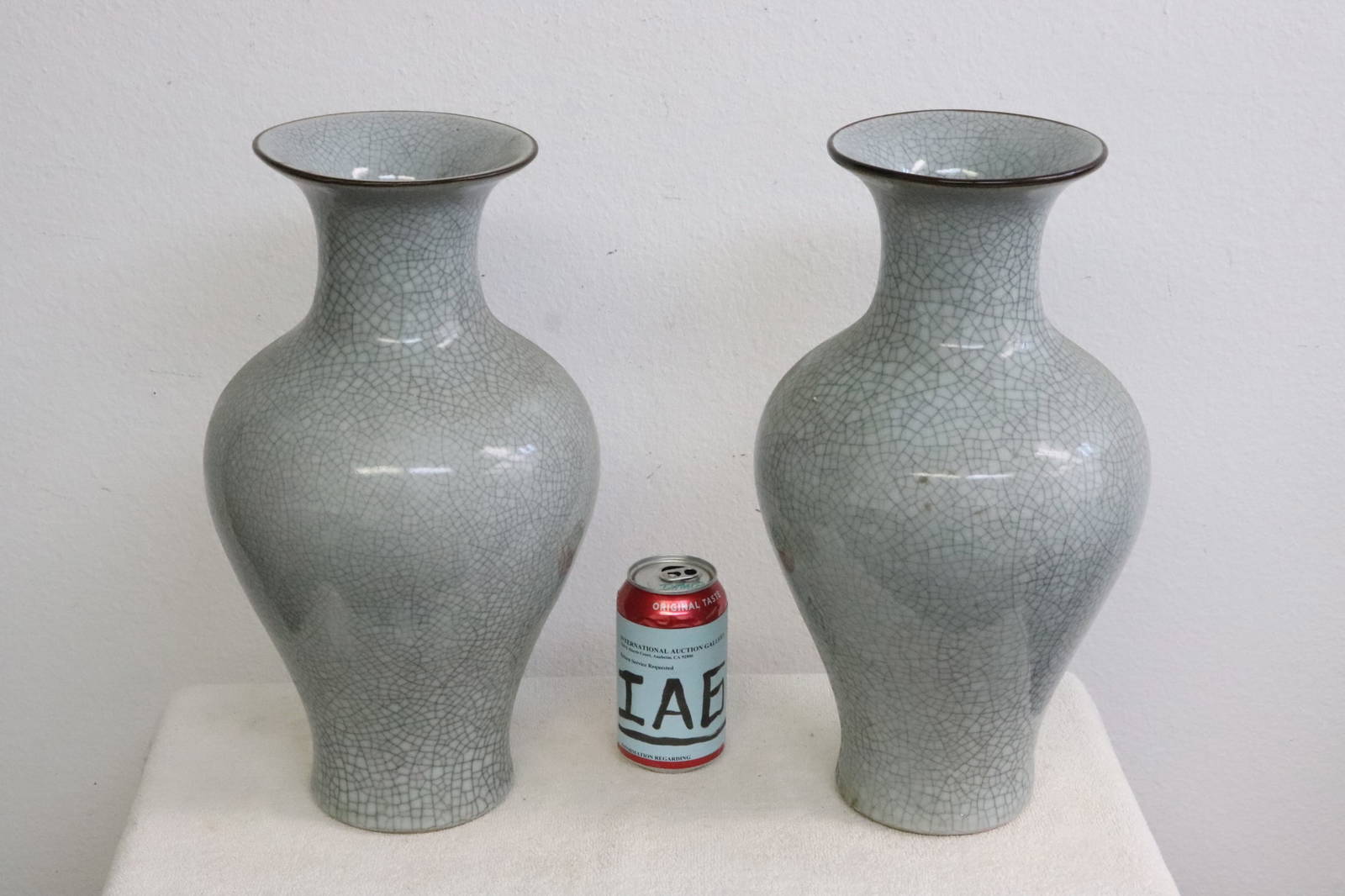 Pair Chinese Crackleware Porcelain Vases Auction