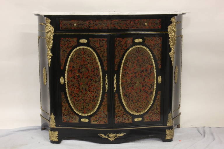 French Marble Top Boule Cabinet