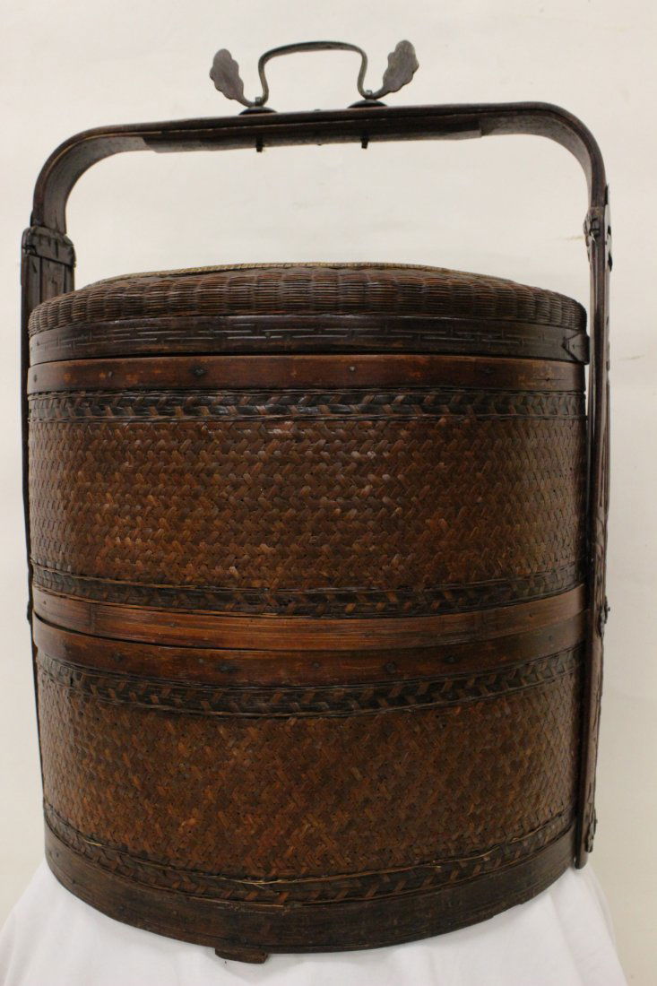 Vintage Chinese bamboo multi-layer lunch box