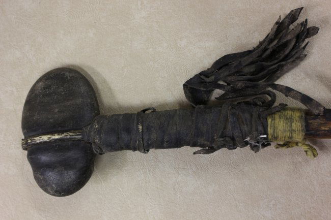 Antique American Indian stone war club : Lot 163