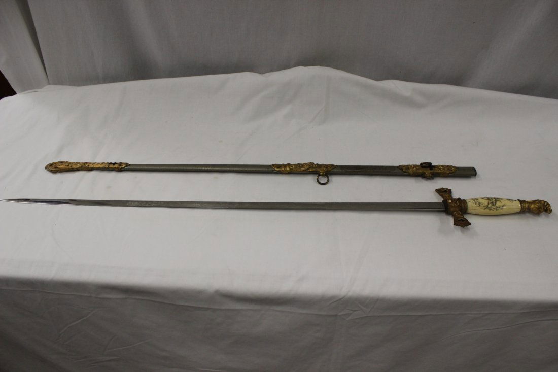 Antique masonic sword with ivory handle