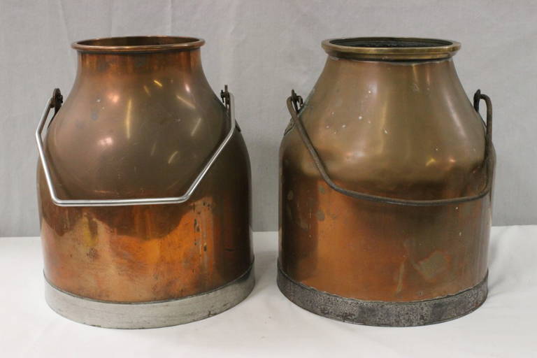 2 Antique English Copper Milk Can