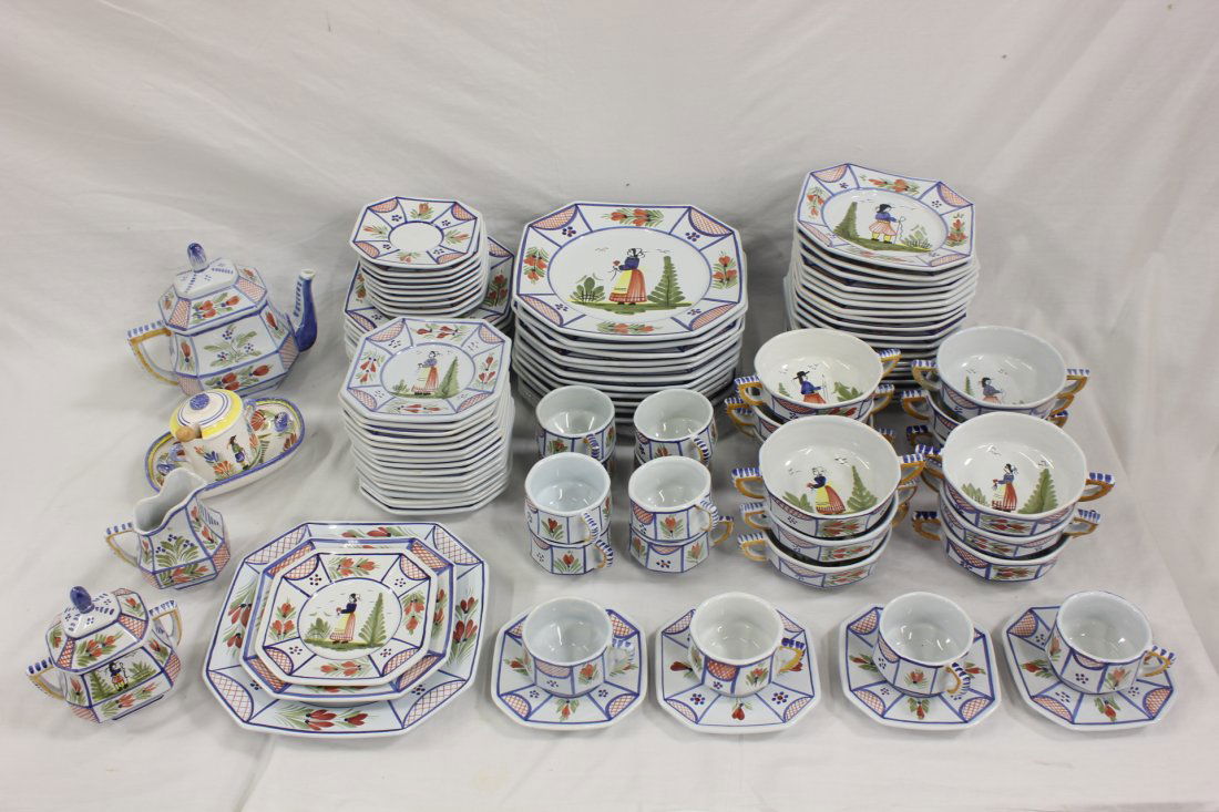 A rare large Quimper china set